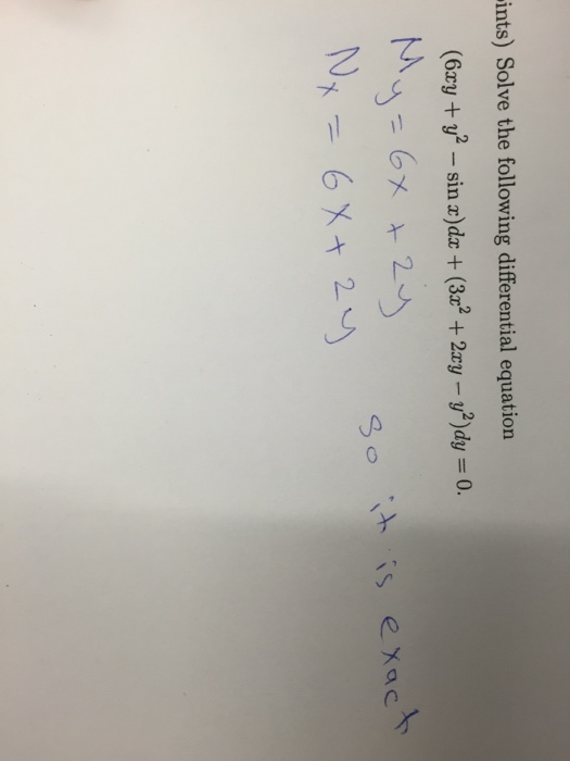 Solved Solve the following differential equation (6xy + y^2 | Chegg.com