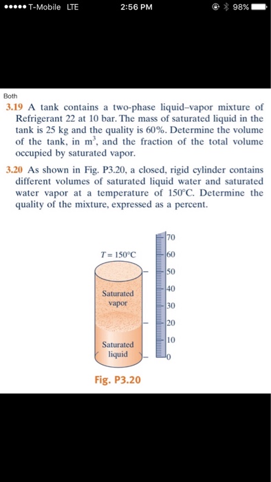 Solved A tank contains a two-phase liquid-vapor mixture of | Chegg.com