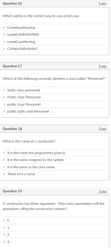 Solved 2 pts Question 4 In object-oriented programming a | Chegg.com