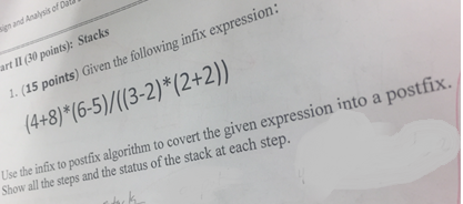 Solved Given the following infix expression: (4 + 8) * (6 - | Chegg.com