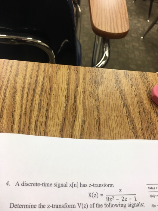 Solved 4. A discrete-time signal x[n] has z-transform TABLE | Chegg.com