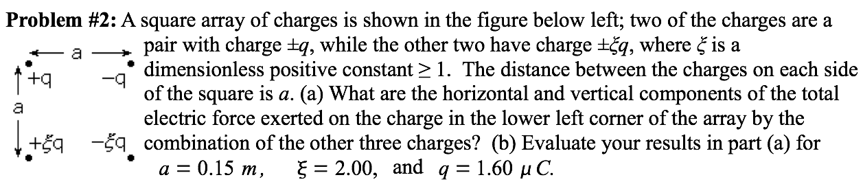 Solved A square array of charges is shown in the figure | Chegg.com