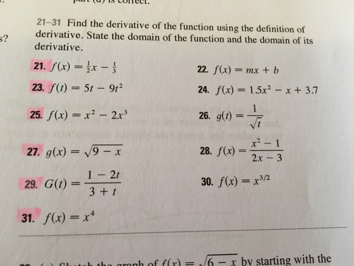Solved Find the derivate of the functions using the | Chegg.com