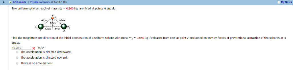 Solved Two uniform spheres, each of mass m_1 = 0.360 kg, are | Chegg.com