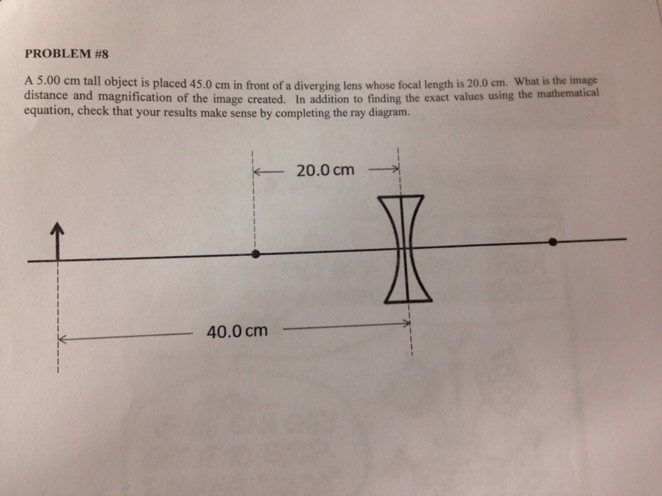 Solved A 5.00 cm tall object is placed 45.0 cm in front of a | Chegg.com