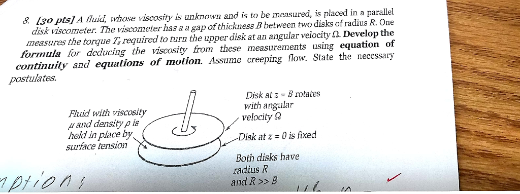 Solved 8 30 pts1 A fHuid, whose viscosity is unknown and is | Chegg.com