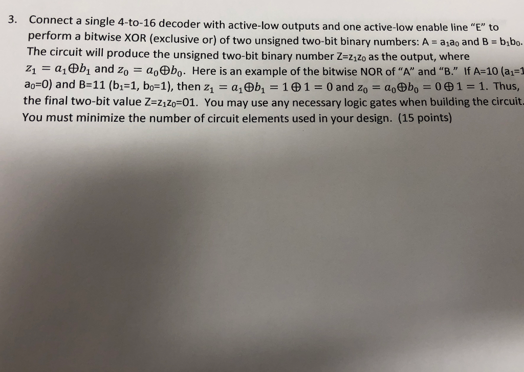 Solved 3. Connect a single 4-to-16 decoder with active-low | Chegg.com