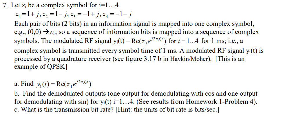 7. Let Zi be a complex symbol for i=1…4 Each pair of | Chegg.com