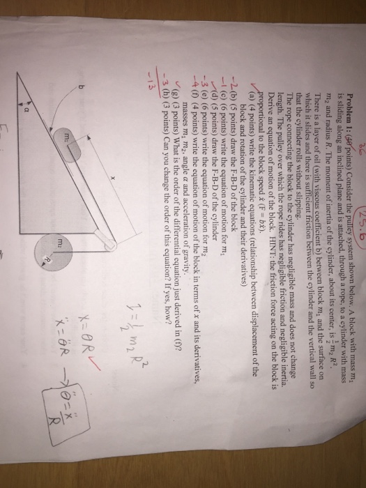 Solved System dynamics, consider the pulley system shown | Chegg.com