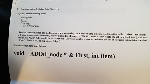 Solved Consider a doubly linked list orintegers. class Unode | Chegg.com