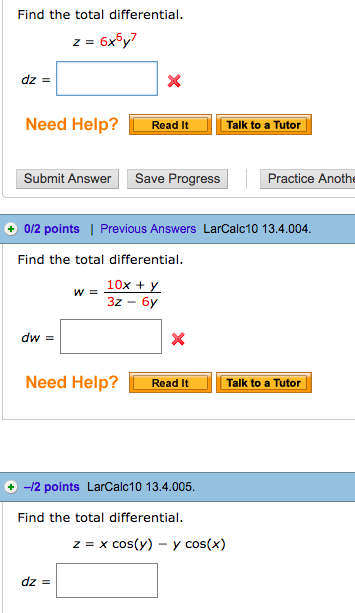 Solved Find the total differential 6x5y7 Need Help?Read It | Chegg.com