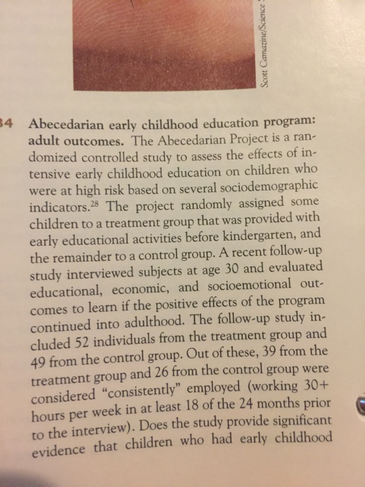 Solved 4 Abecedarian early childhood education program: | Chegg.com