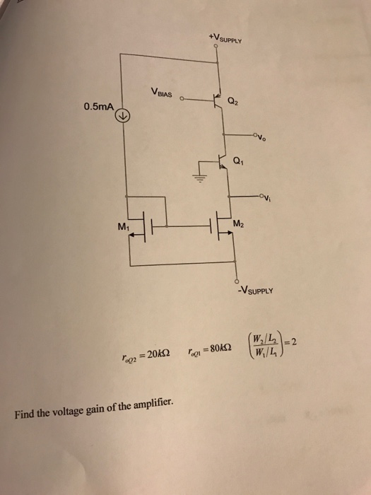 Solved Find the voltage gain of the amplifier. | Chegg.com