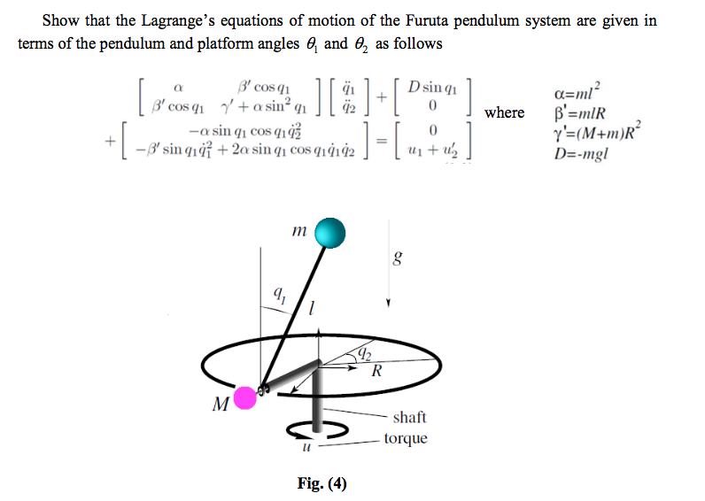 Consider the Furuta pendulum system which consists of | Chegg.com