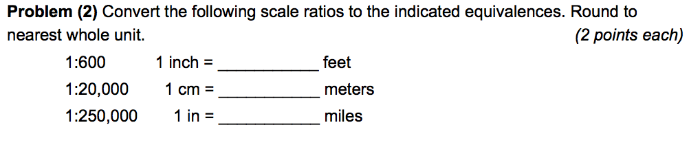 Solved Problem (2) Convert the following scale ratios to the | Chegg.com