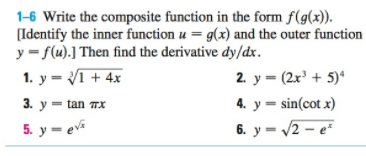 Solved 1-6 Write the composite function in the form f(g(x)) | Chegg.com
