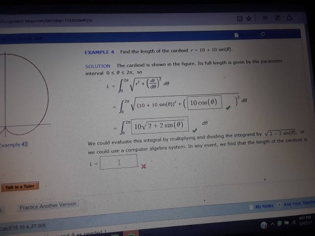 Solved 17438396aq16 EXAMPLE 4 Find the length of the | Chegg.com