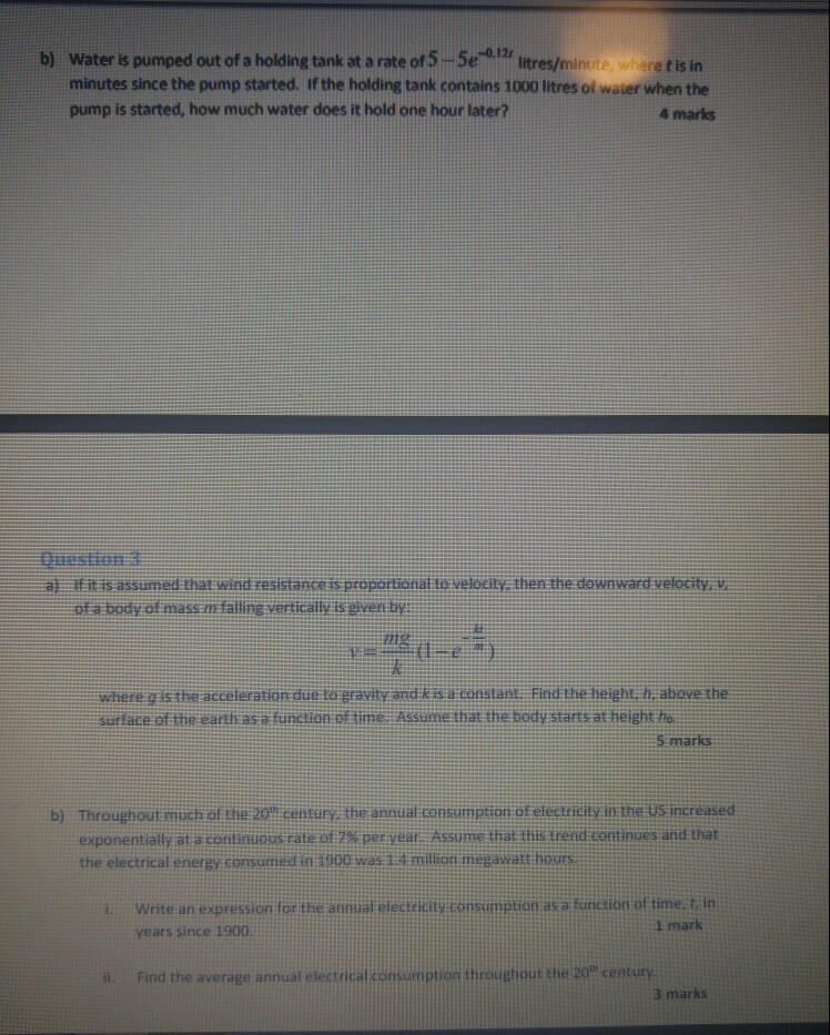 Solved a) If it is assumed that wind resistance is | Chegg.com