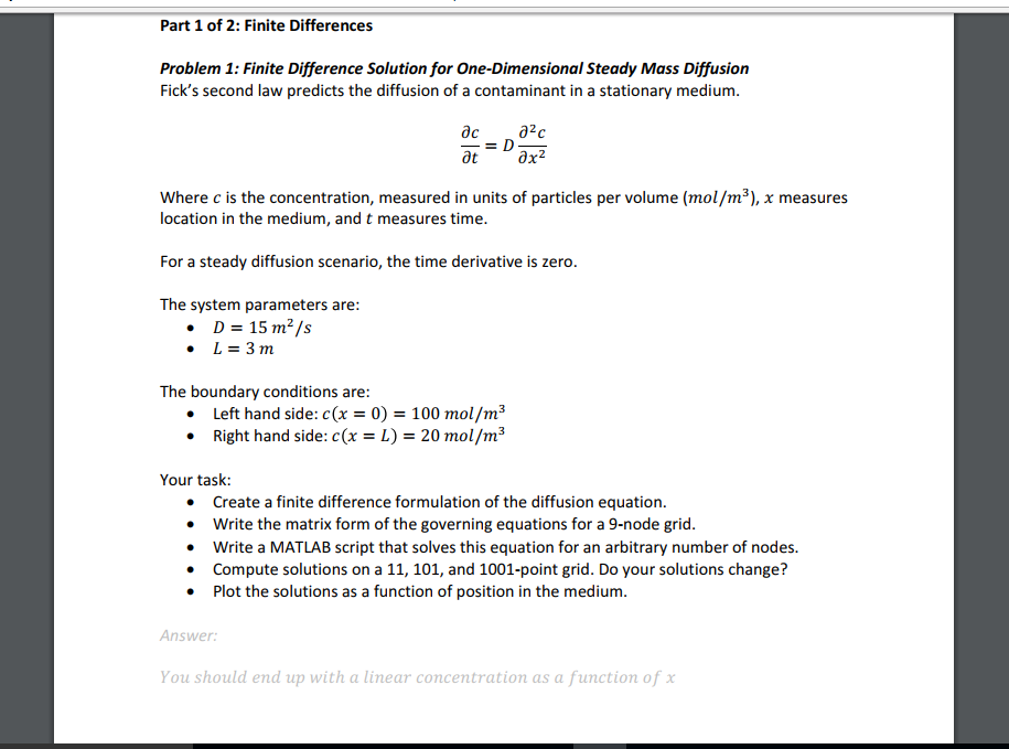 Solved Part 1 of 2: Finite Differences Problem 1: Finite | Chegg.com Solved Part 1 of 2: Finite Differences Problem 1: Finite | Chegg.com