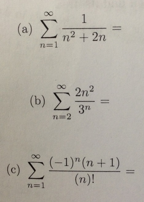Solved 1 / n2 + 2n = 2n2 / 3n = (-1)n(n + 1) / (n)! = | Chegg.com