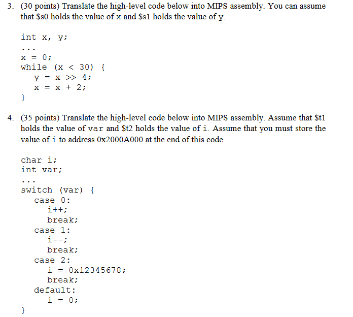 Solved Translate the high-level code below into MIPS | Chegg.com
