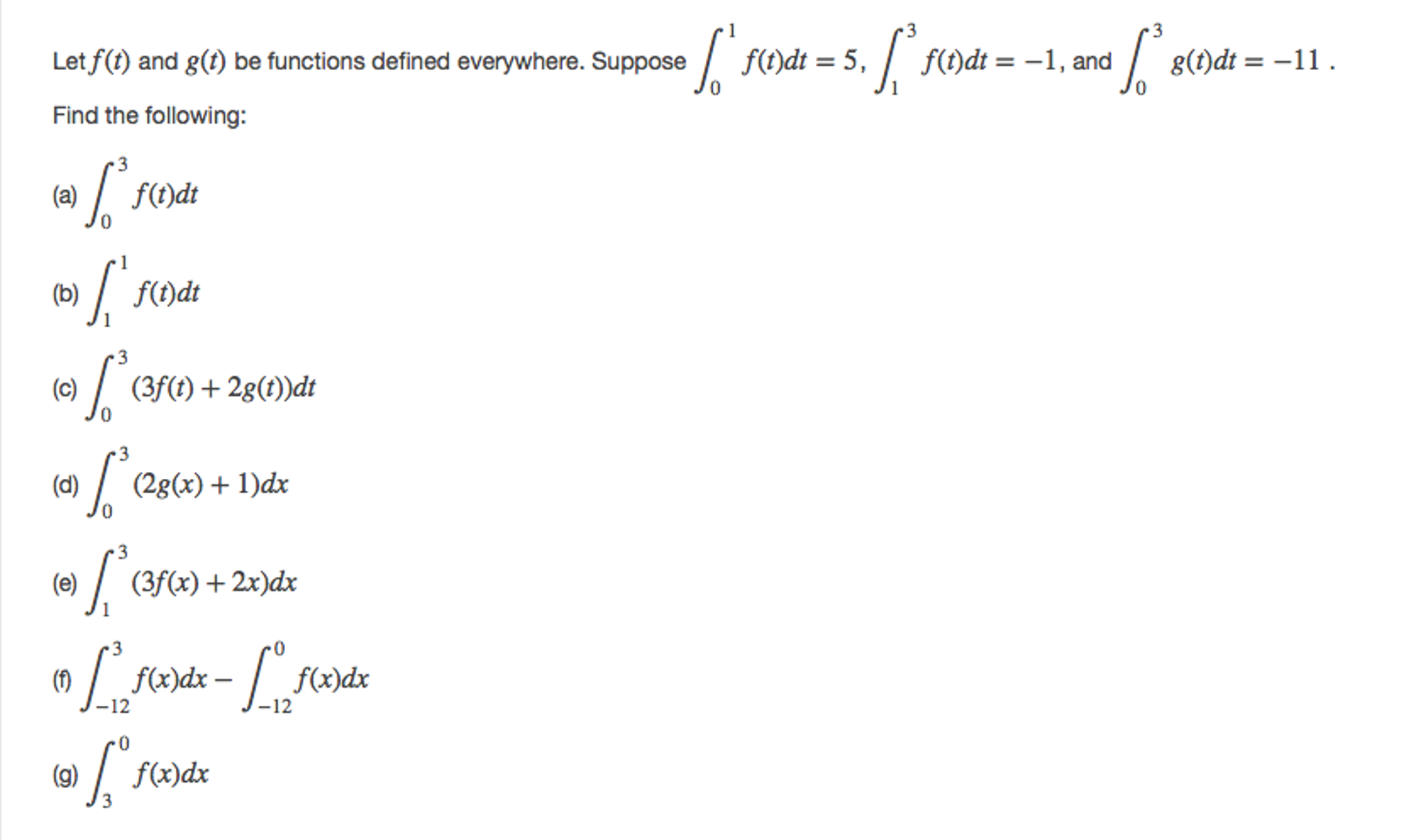 Solved Let f(t) and g(t) be functions defined everywhere. | Chegg.com