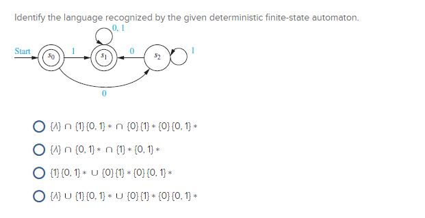 Solved Identify the language recognized by the given | Chegg.com