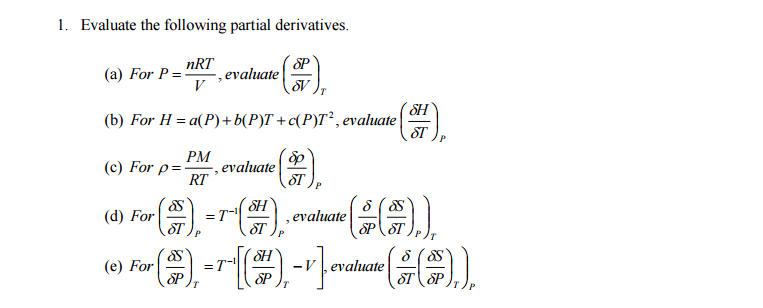 Solved Evaluate the following partial derivatives. For P = | Chegg.com