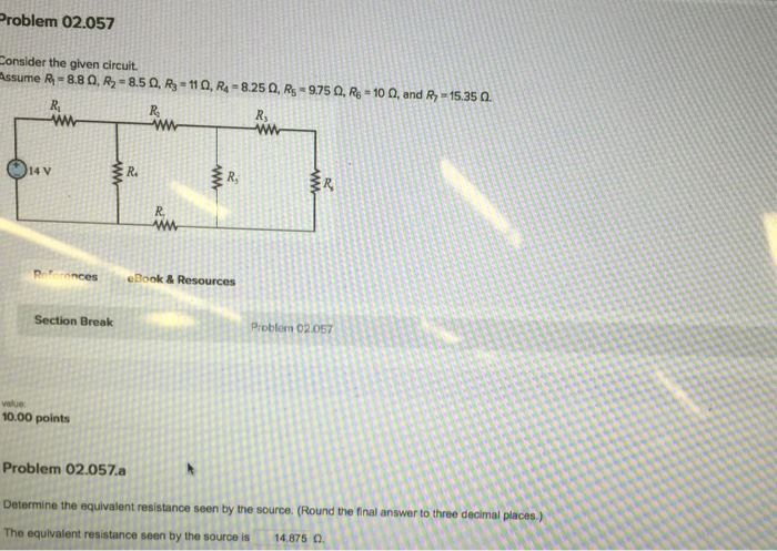 Solved Consider the given circuit. Assume R_1 = 8.8 ohm, R_2 | Chegg.com