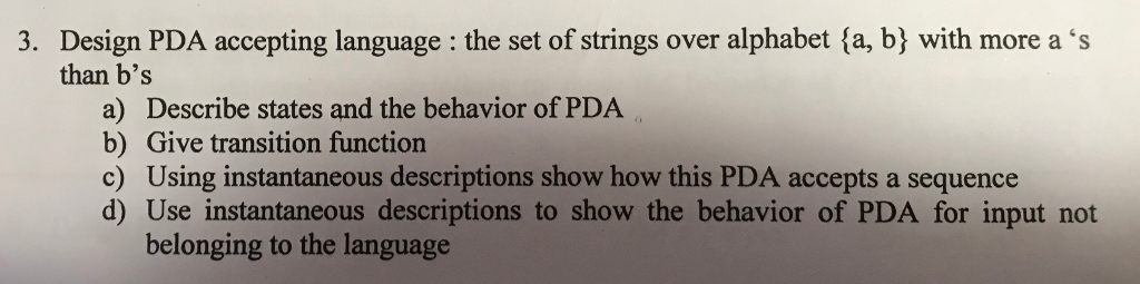 Solved Design Pda Accepting Language The Set Of Strings 2615