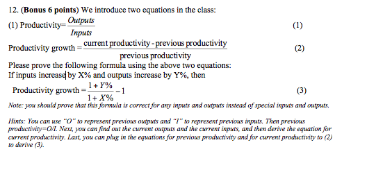 Solved 12. (Bonus 6 points) We introduce two equations in | Chegg.com