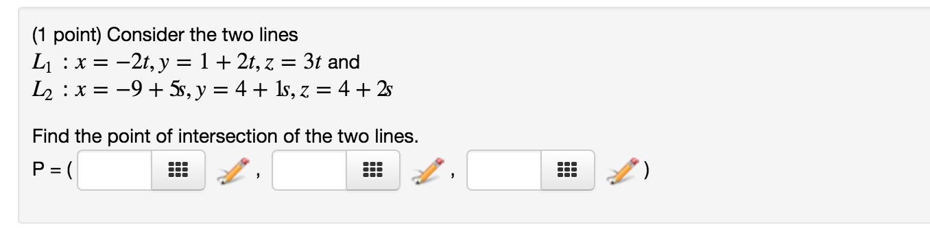 Solved Consider the two lines L_1:x = -2t, y = 1 + 2t, z = | Chegg.com