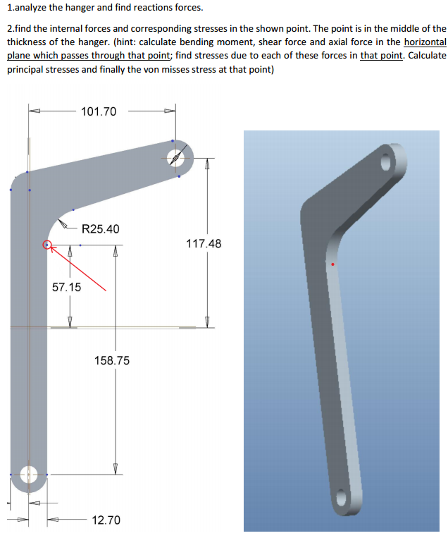 Analyze the hanger and find reactions forces. Find | Chegg.com