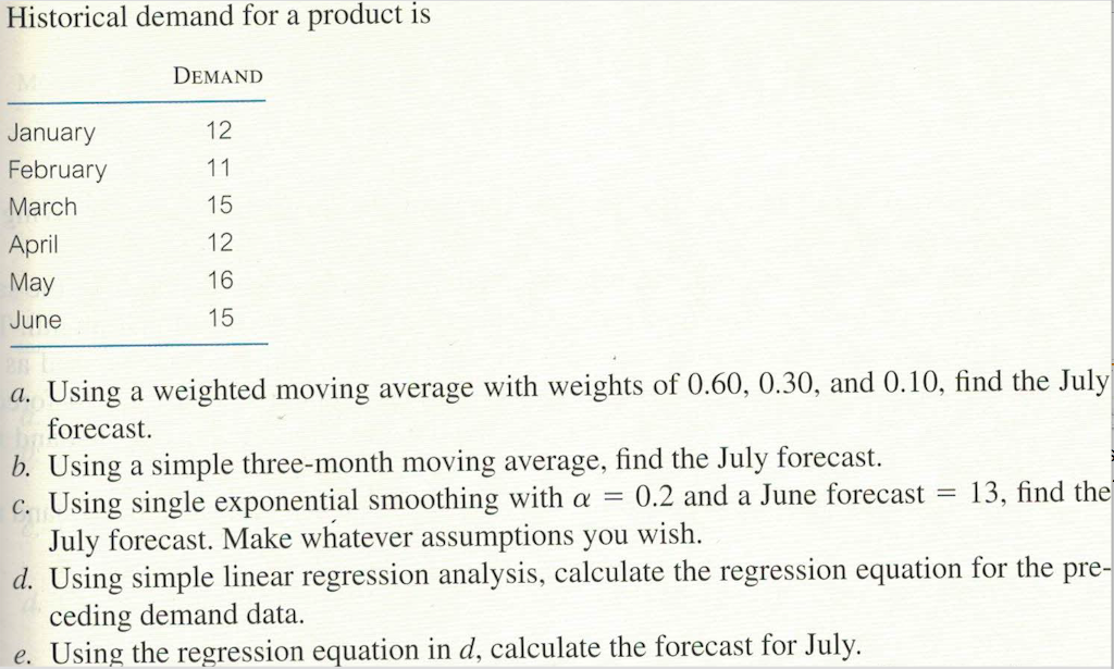 Solved Historical demand for a product is a. Using a | Chegg.com