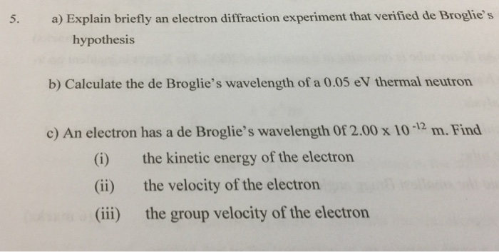 Solved Explain briefly an electron diffraction experiment | Chegg.com
