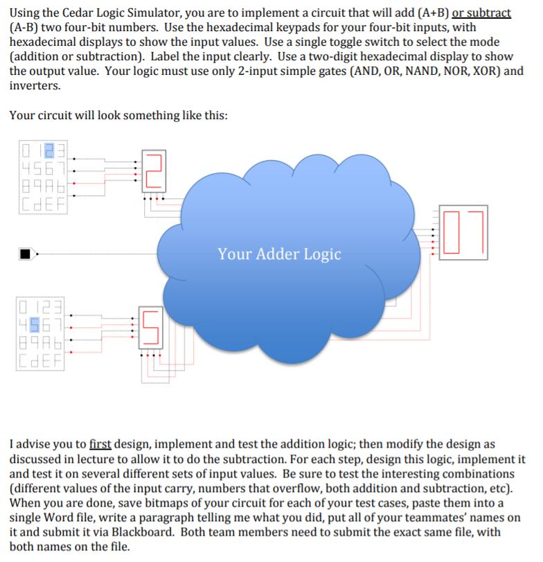 Solved Using the Cedar Logic Simulator, you are to implement | Chegg.com