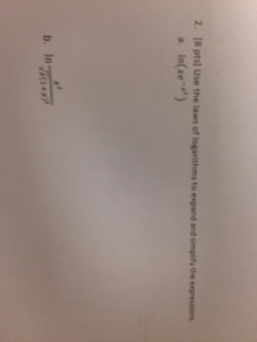 Solved Use the laws of logarithms to expand and simplify the | Chegg.com