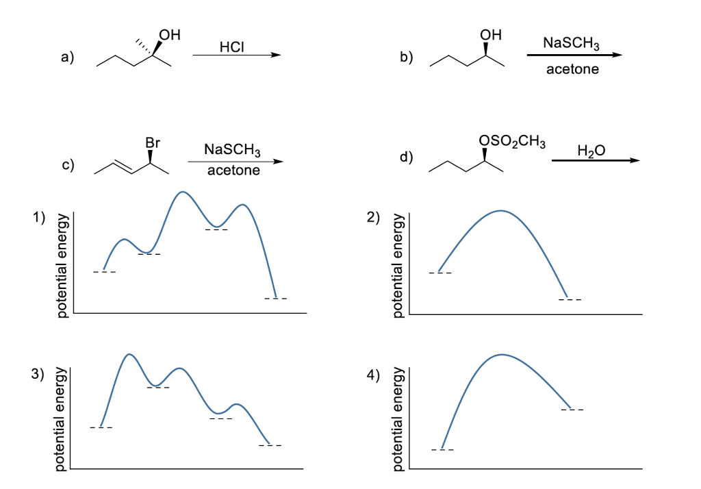 Solved OH NaSCH3 acetone OH HCI b) a) NaSCH3 acetone 8 d) 2) | Chegg.com