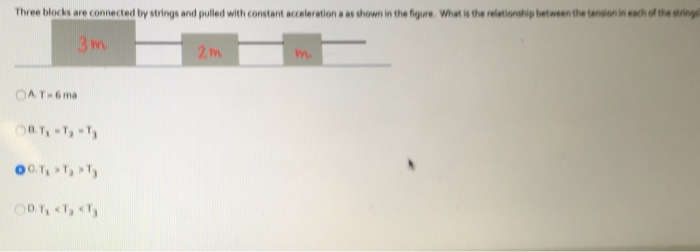 Solved Three blocks are connected by strings and pulled with | Chegg.com
