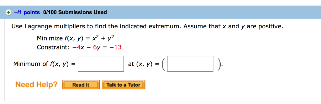Solved + 1 points 0/100 Submissions Used Use Lagrange | Chegg.com