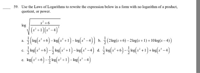 Solved Use the Laws of Logarithms to rewrite the expression | Chegg.com