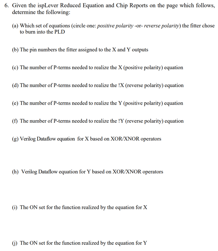 Solved 6. Given the ispLever Reduced Equation and Chip | Chegg.com