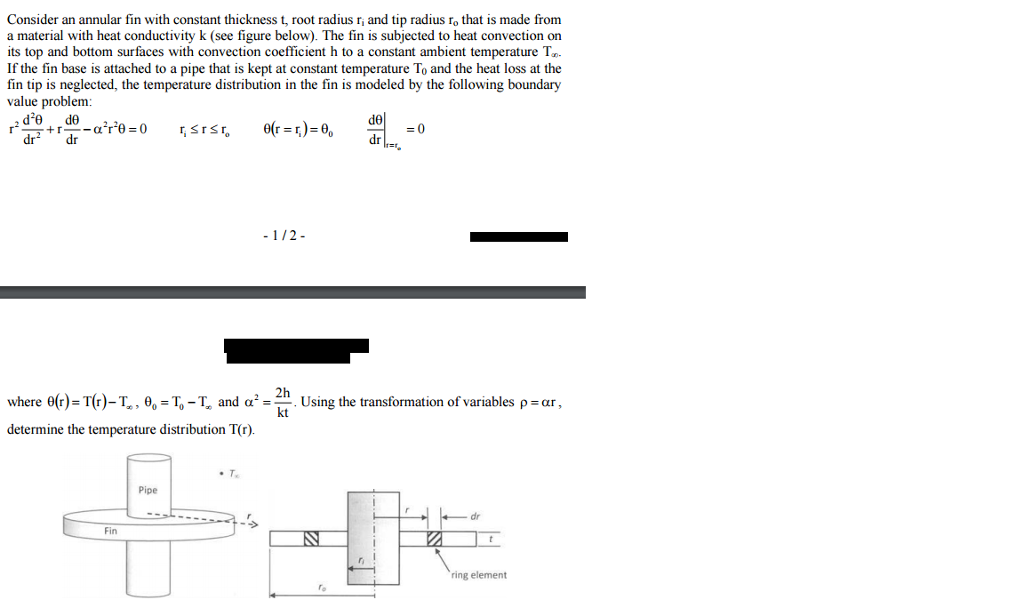 Solved Consider an annular fin with constant thickness t, | Chegg.com