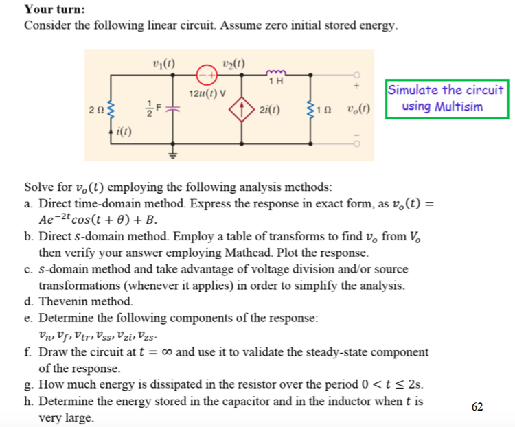 Solved Your turn: Consider the following linear circuit. | Chegg.com