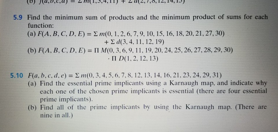 Solved 59 Find The Minimum Sum Of Products And The Minimum 