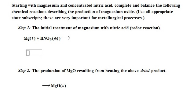 Solved Starting with magnesium and concentrated nitric acid, | Chegg.com
