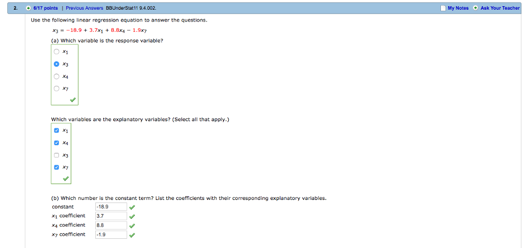 Solved Use the following linear regression equation to | Chegg.com