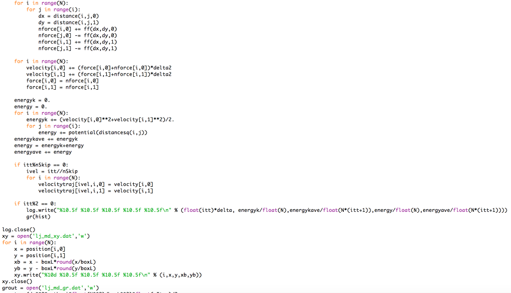 The problem: In the Molecular Dynamics program as the | Chegg.com