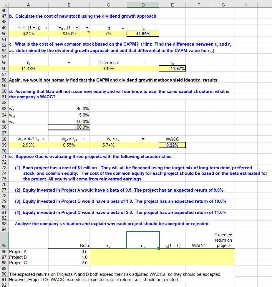 Solved Only need answer E. Please show excel formula. E. | Chegg.com