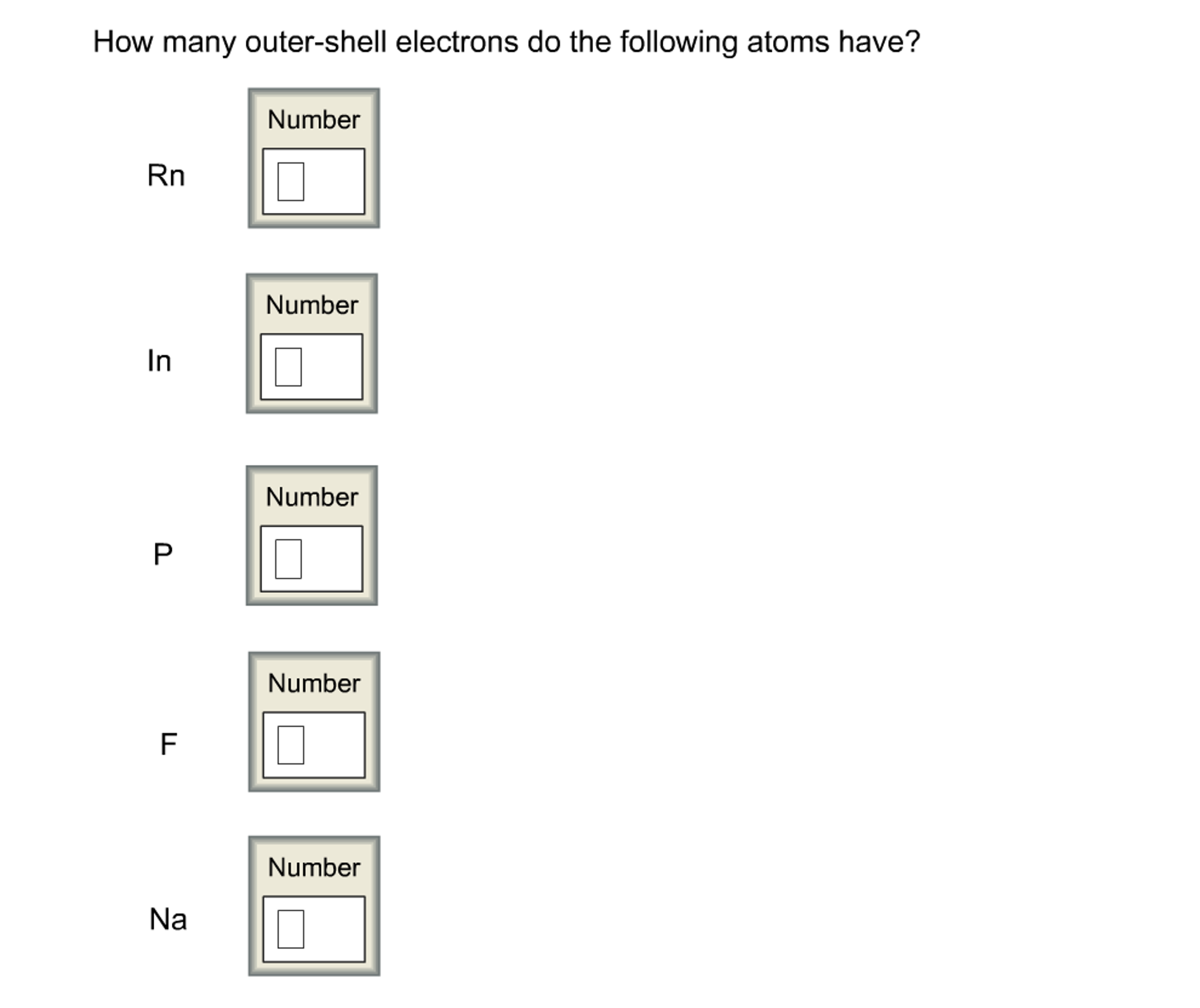 Solved How many outer-shell electrons do the following atoms | Chegg.com